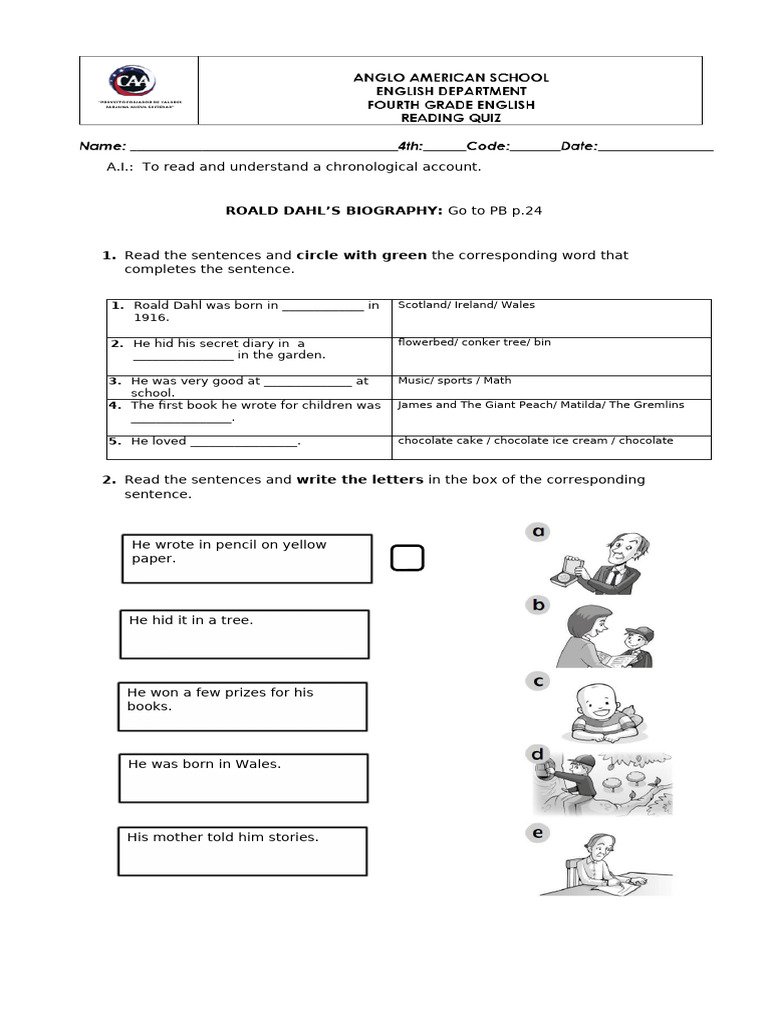 Roald Dahl Quiz | PDF