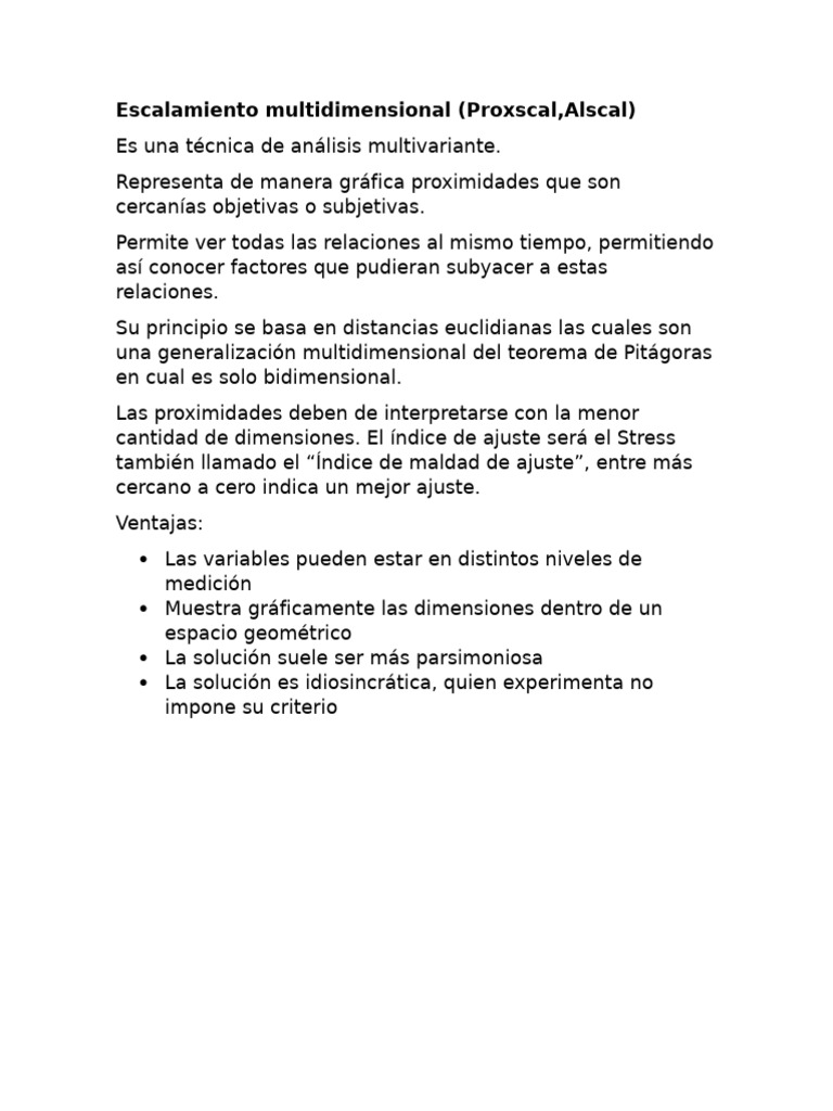 Resumen de Escalamiento Multidimensional | PDF