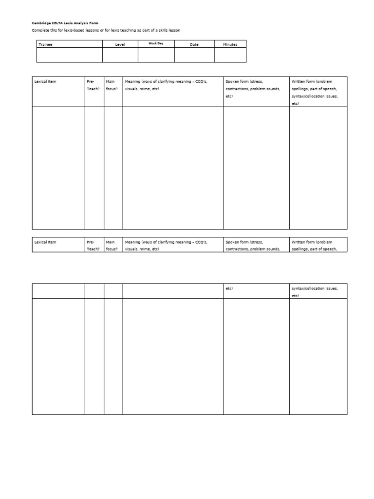 Lexis Analysis Form 2020 | PDF