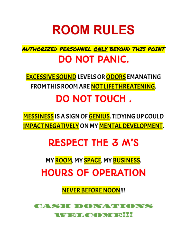 Room Rules for Authorized Personnel | PDF