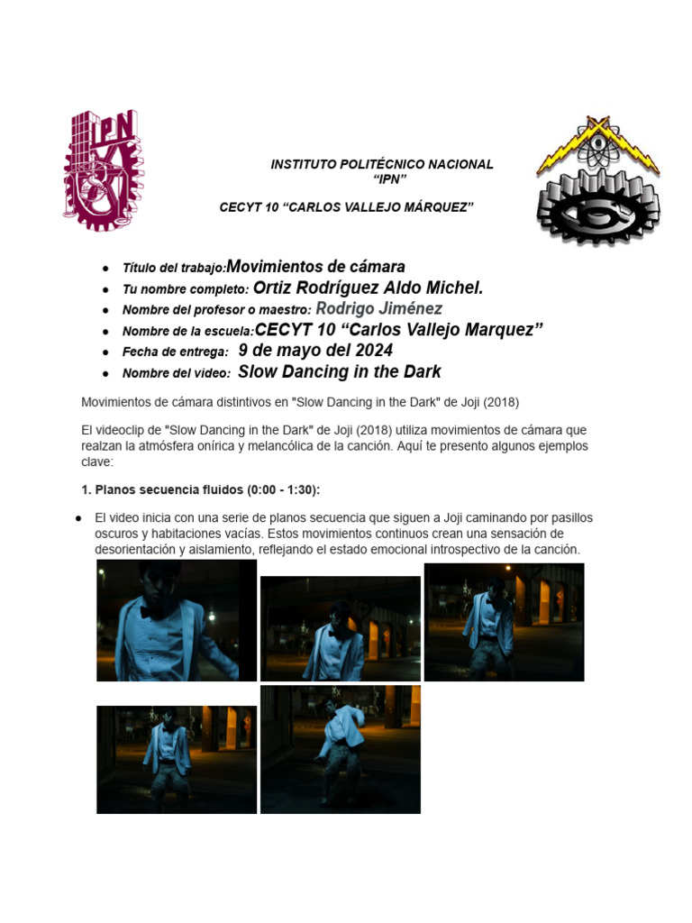 Análisis de Cámara en Videoclip de Joji | PDF