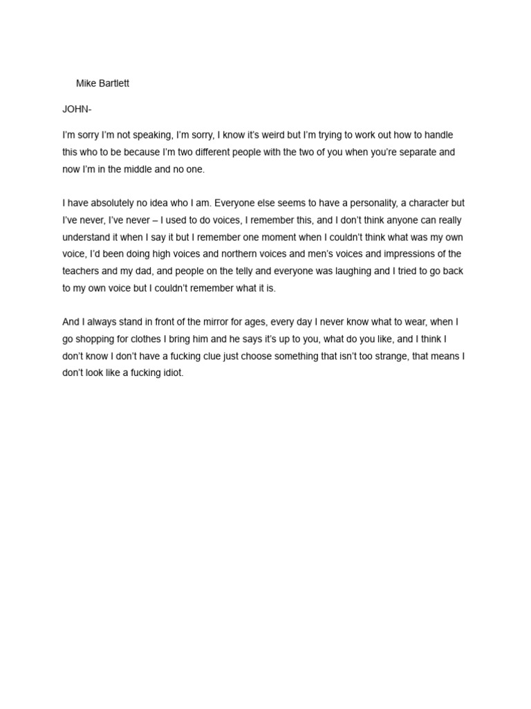 JOHN (Cock) - Monologue | PDF