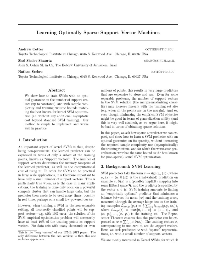 CotterShalevSrebro2013 | PDF | Support Vector Machine | Applied Mathematics