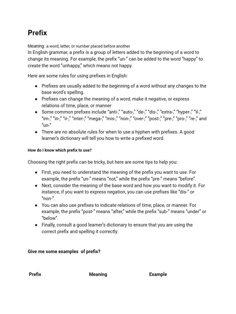 Prefix | PDF | Word | Morphology