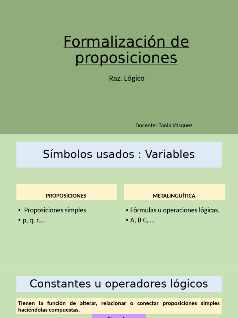 Formalización de Proposiciones | PDF | Proposición | Si y solo si