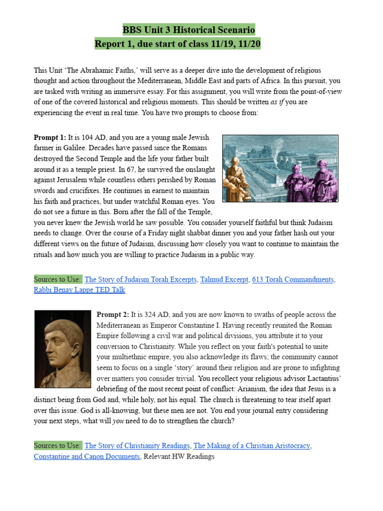 Unit 3 Historical Scenario Report 1 | PDF | Temple In Jerusalem | Shabbat