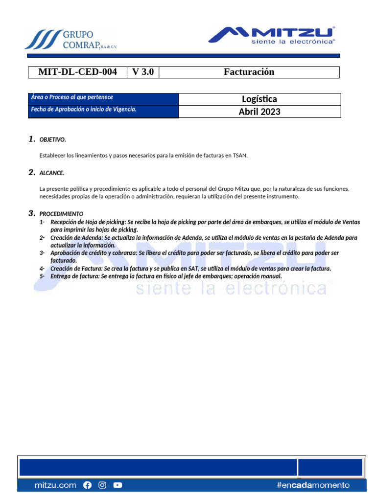 MIT DL CED 004 Facturación | PDF | Factura