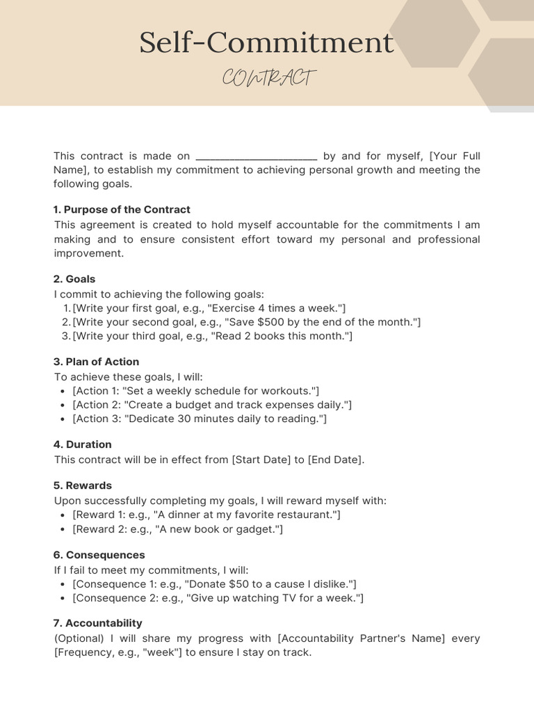 Personal Growth Commitment Contract | PDF