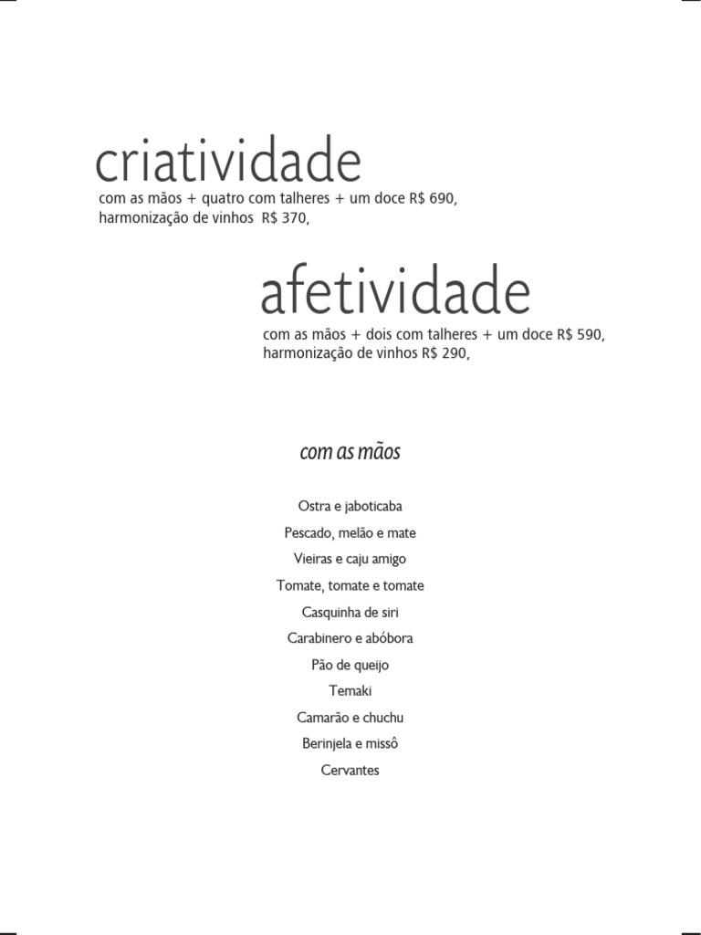 Menu do Restaurante Oro | PDF
