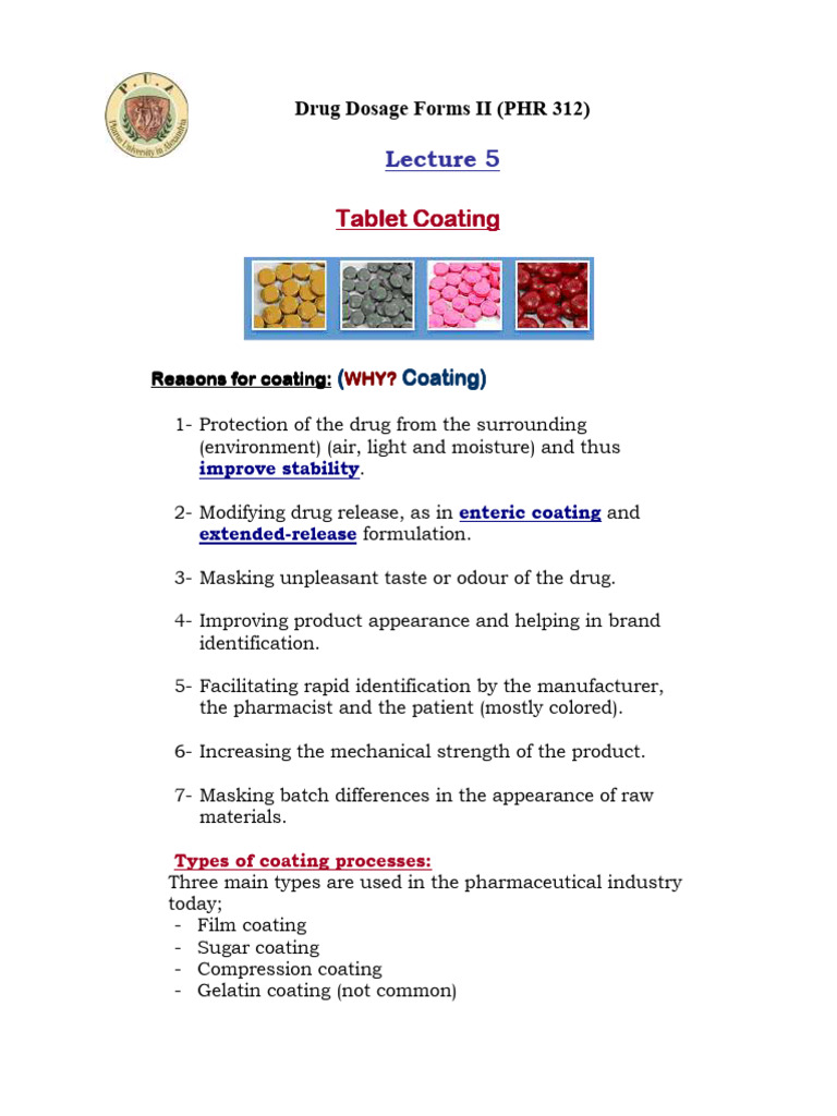 Microsoft Word - Lect 5 DDF II 09-10 | PDF | Tablet (Pharmacy ...