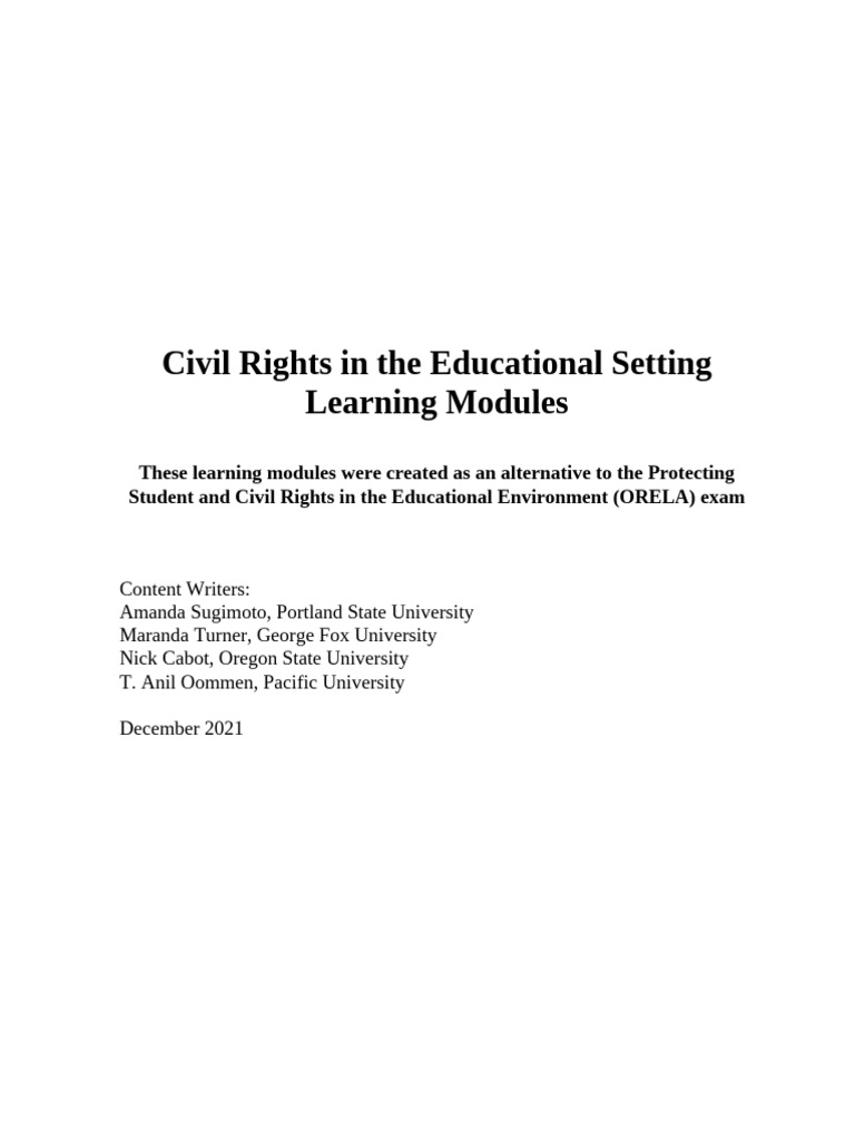 Civil Rights Model Curriculum | PDF | Civil Rights Act Of 1964 | First ...