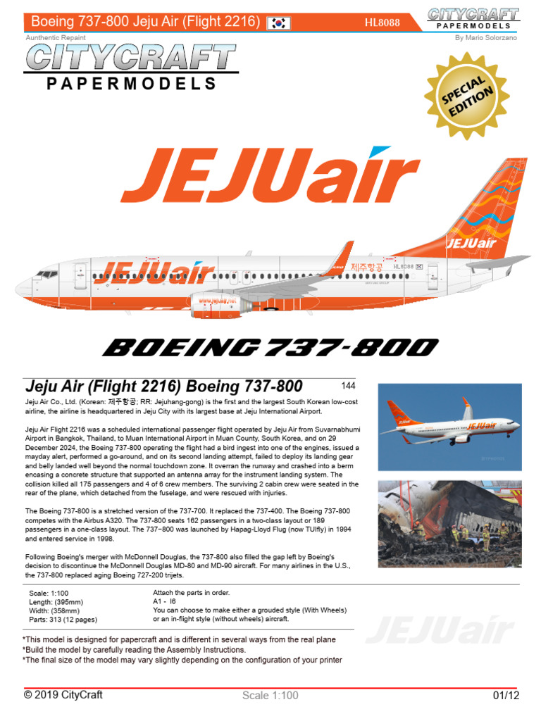 Boeing 737-800 - Jeju Air (Flight 2216) - 1 100 | PDF | Jet Aircraft ...