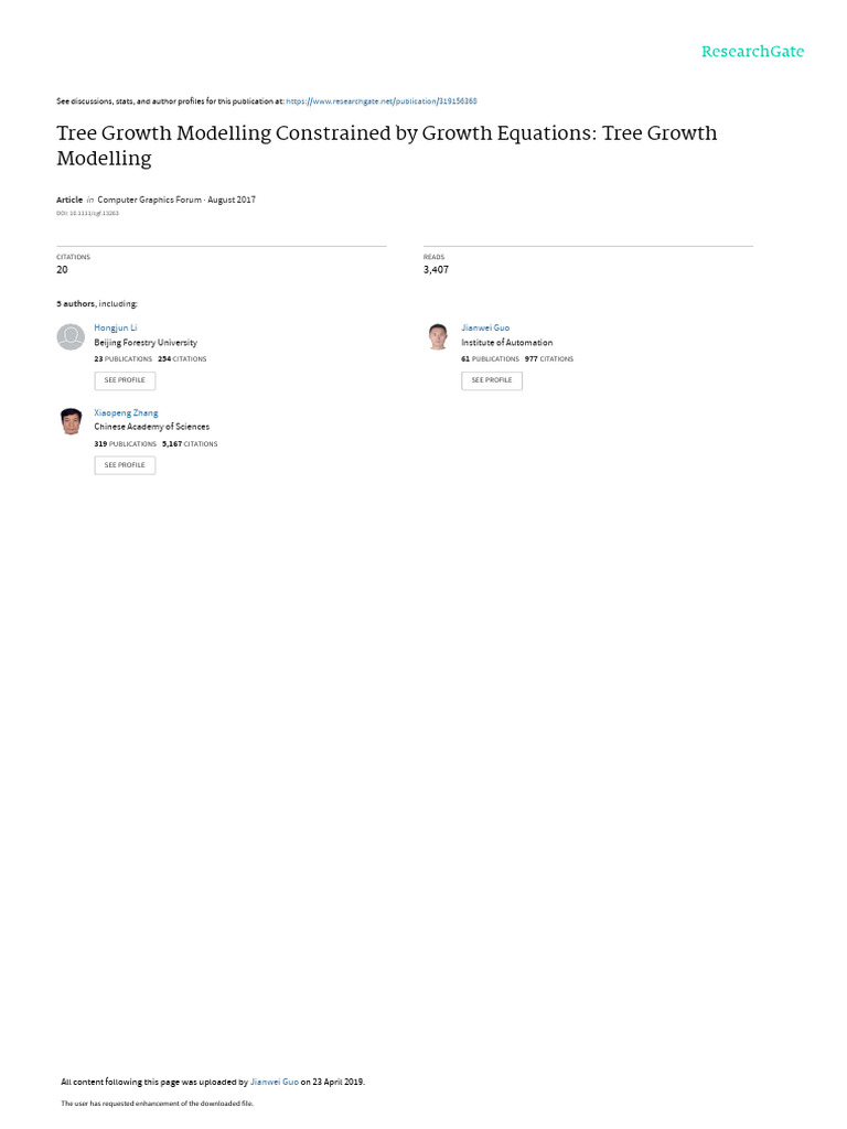 2017_CGF_TreeGrowth | PDF | Simulation | Geometry