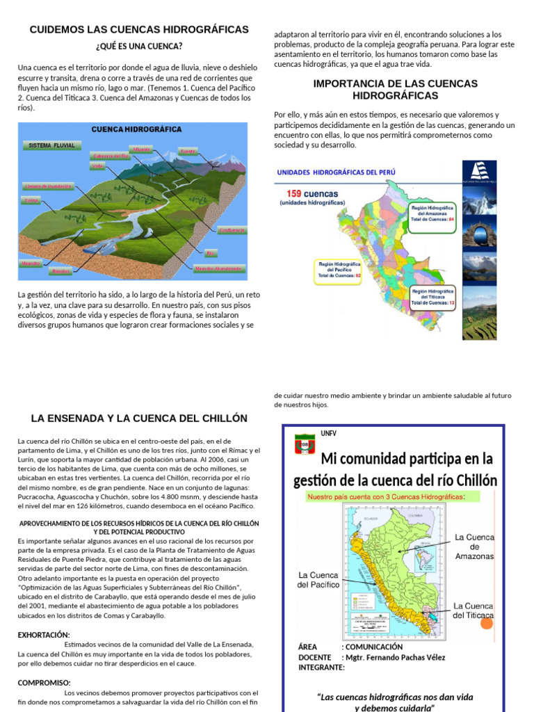 DÍPTICO Prof. Pachas Cuenca Del Río Chillón | PDF | Cuenca de drenaje | Río