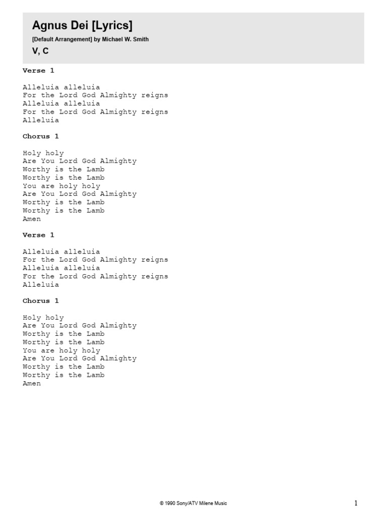 Agnus Dei - Lyrics | PDF