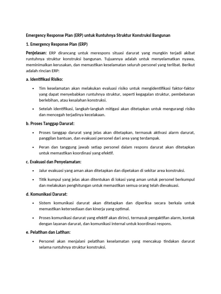 Emergency Response Plan (ERP) Dan Emergency Drill Serta Skenario ...