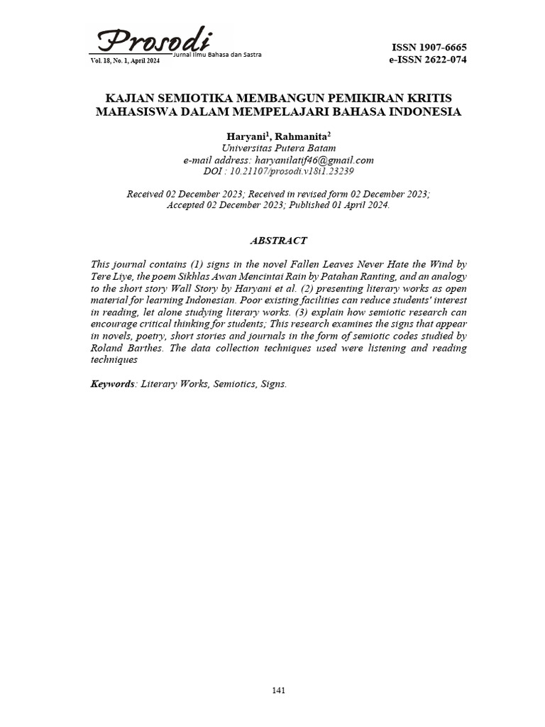 Semiotic Analysis for Critical Thinking | PDF