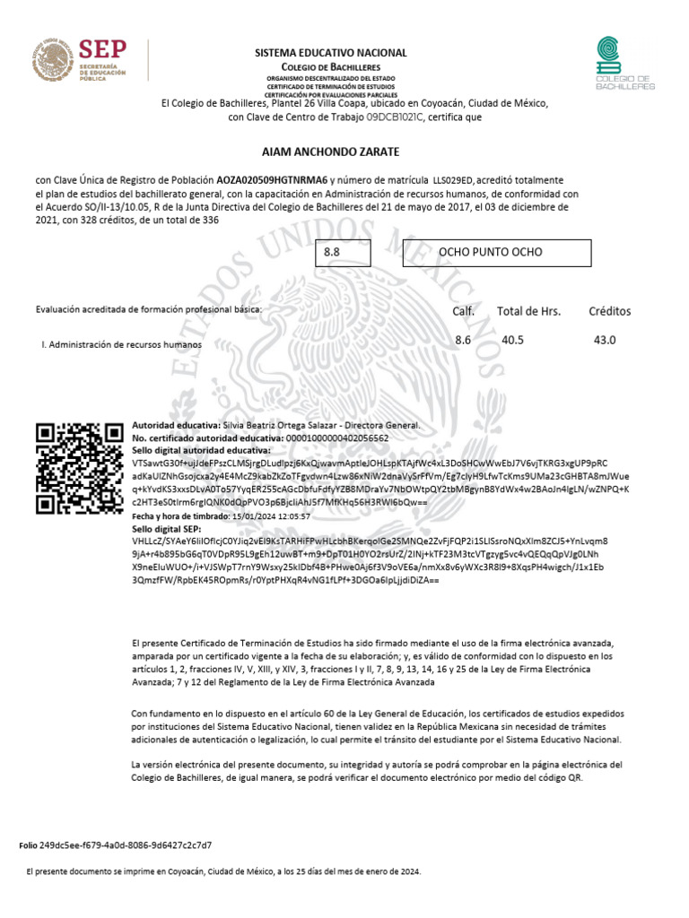 Aiam Zarate Bachillerato. | PDF
