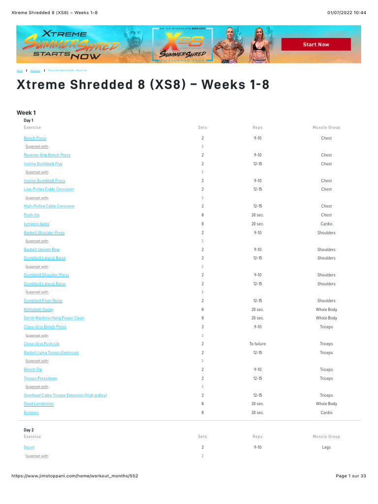 Xtreme Shredded 8 Workout Plan | PDF | Kettlebell | Physical Exercise