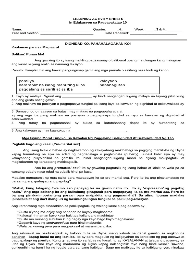 ESP 10 - Q2 Week 2 | PDF
