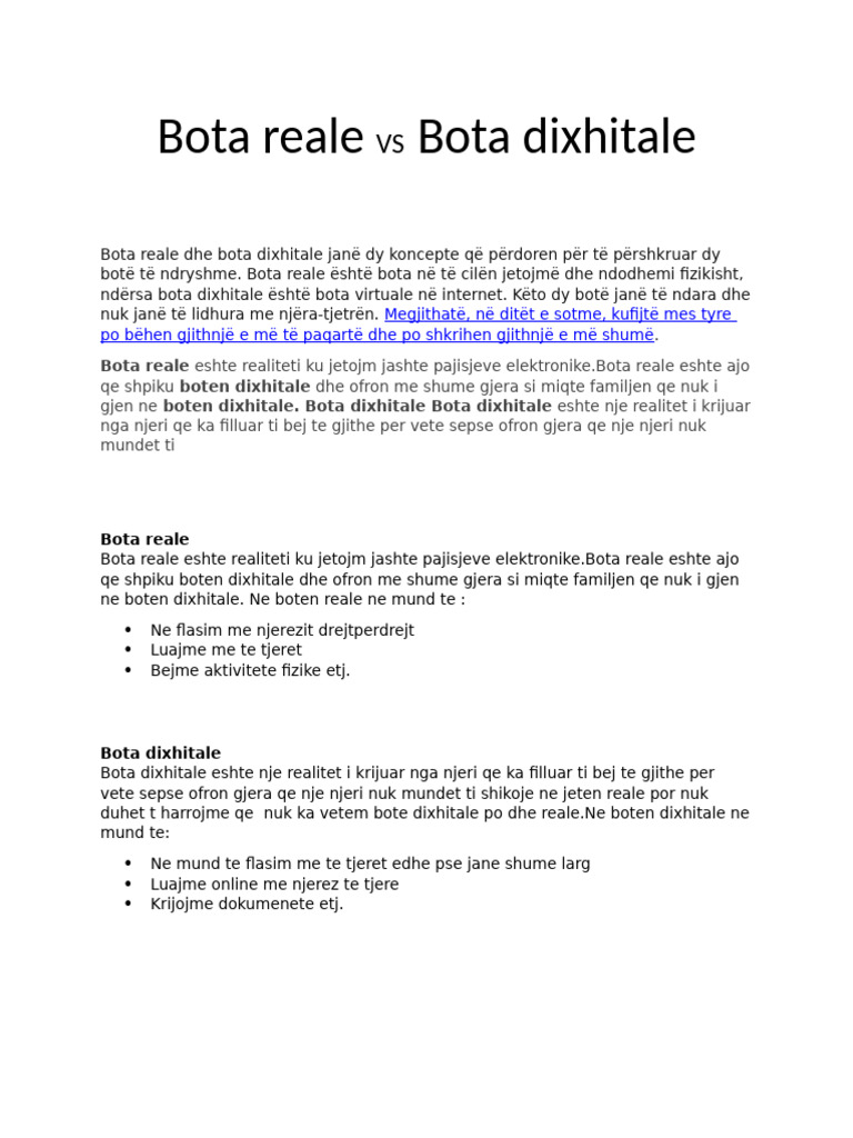 Bota Reale VS Bota Dixhitale | PDF