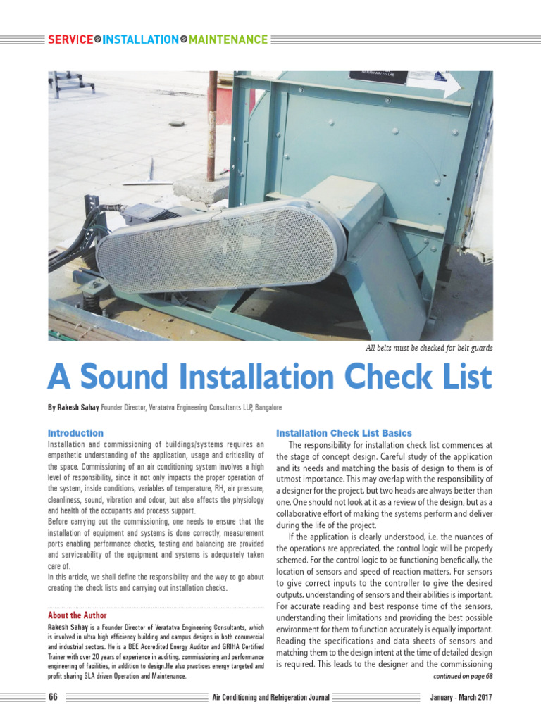 A Sound Installation Check List | PDF | Valve | Duct (Flow)