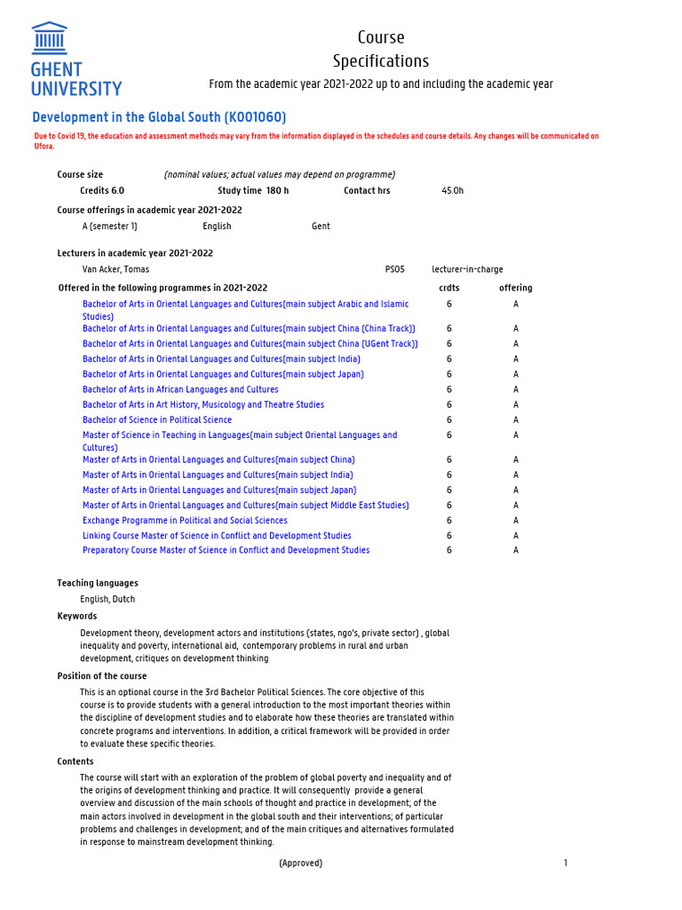 DGS Course Specifications | PDF | Thought | Science