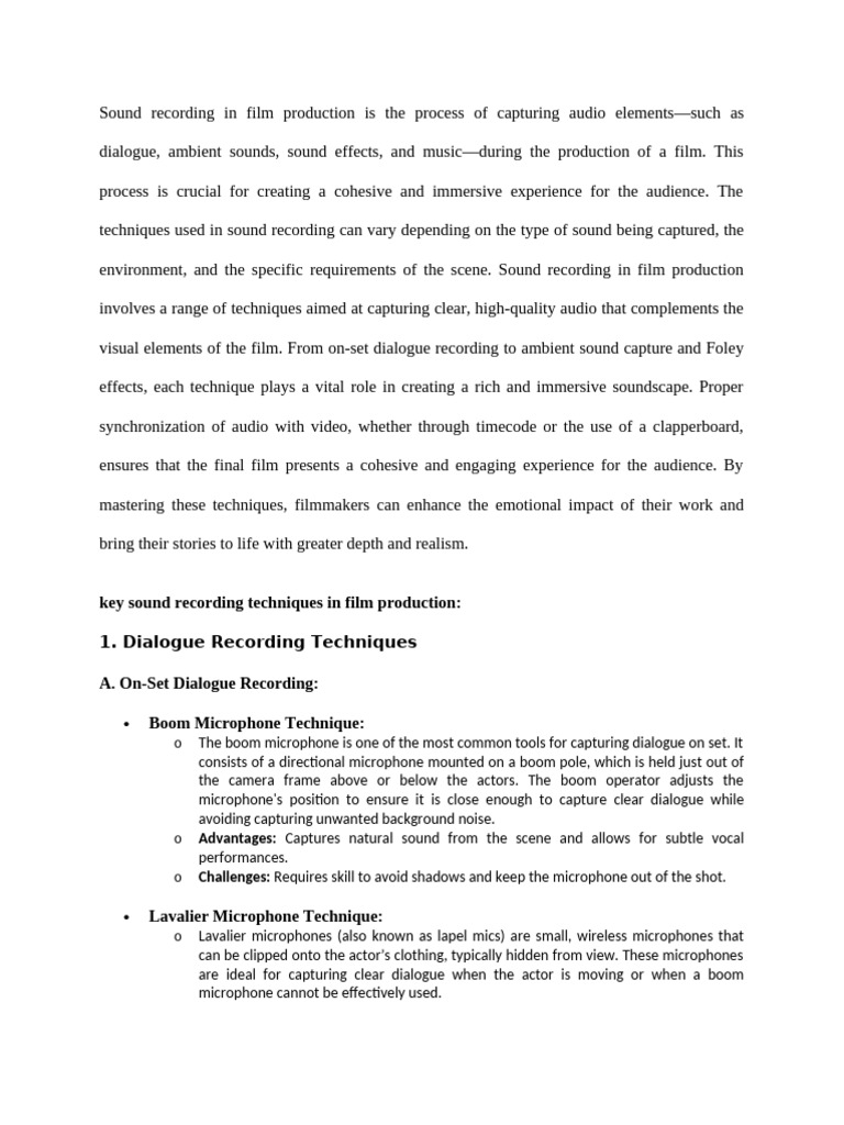 Sound Recording in Film Production | PDF | Microphone | Sound