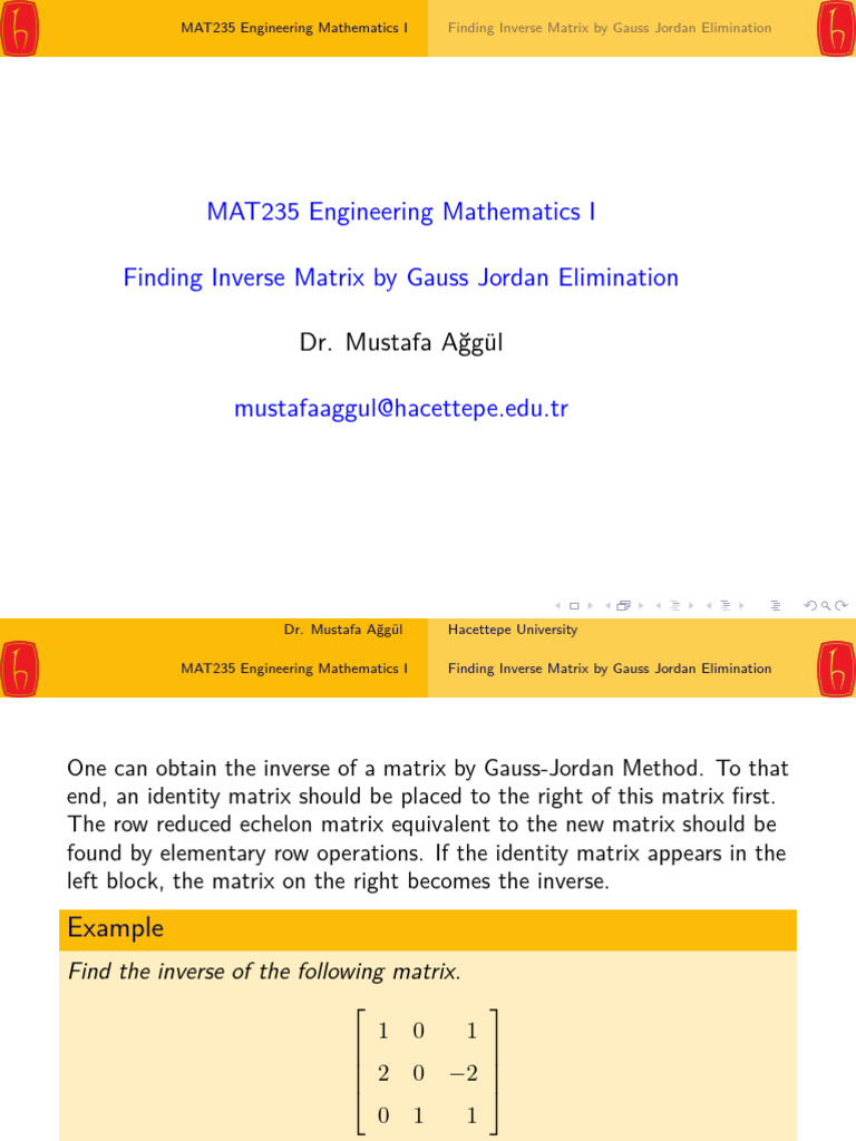 Inverse Matrix by Gauss Jordan Method | PDF | Computational Science ...