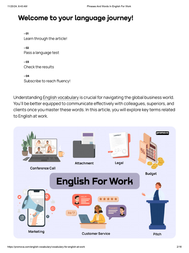 Phrases and Words in English For Work | PDF | Business