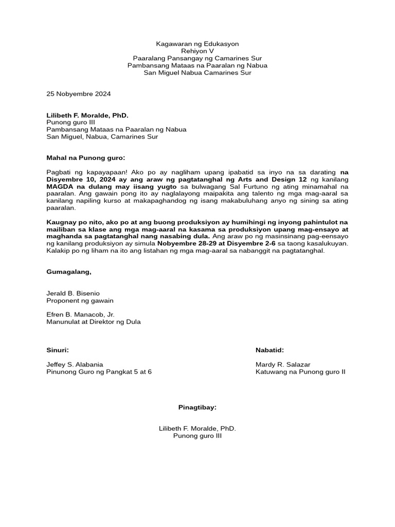 Excuse Letter | PDF
