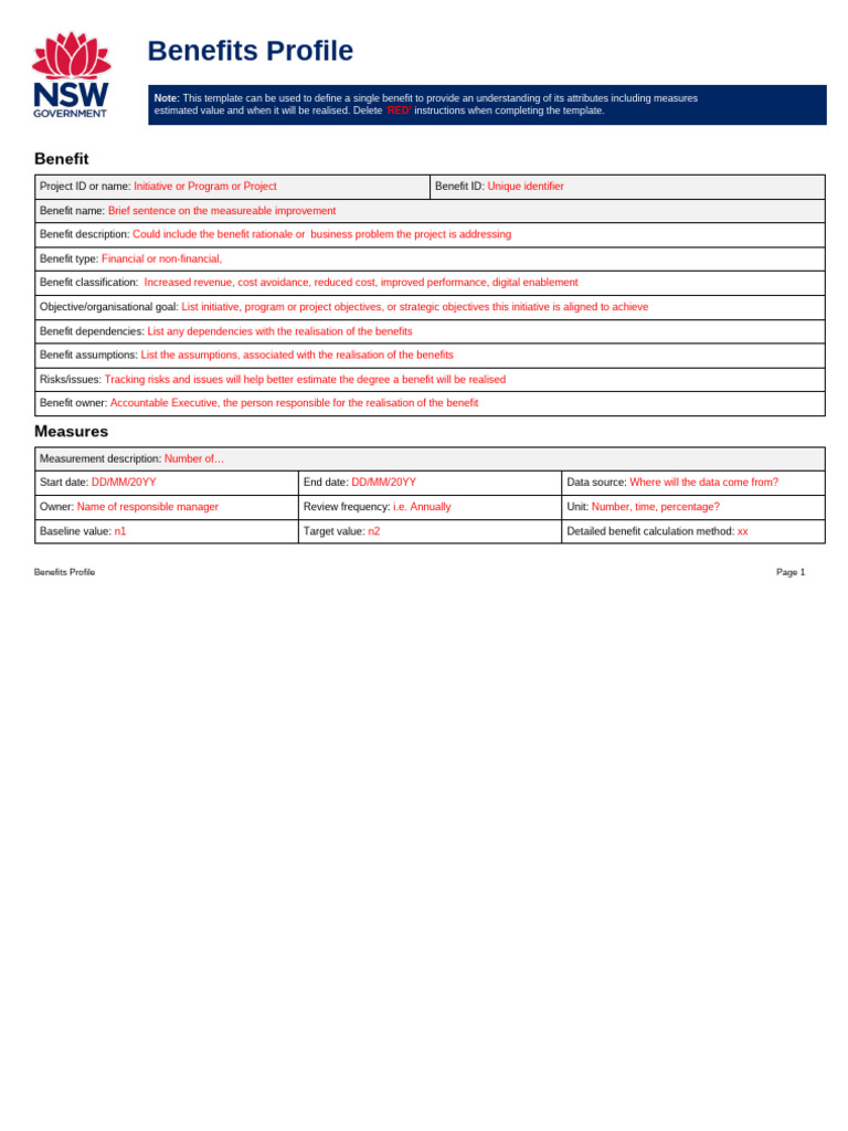 Benefit Profile - TEMPLATE | PDF