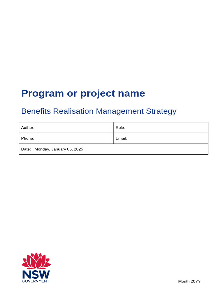 Benefits Realisation Management Template | PDF | Governance | Business