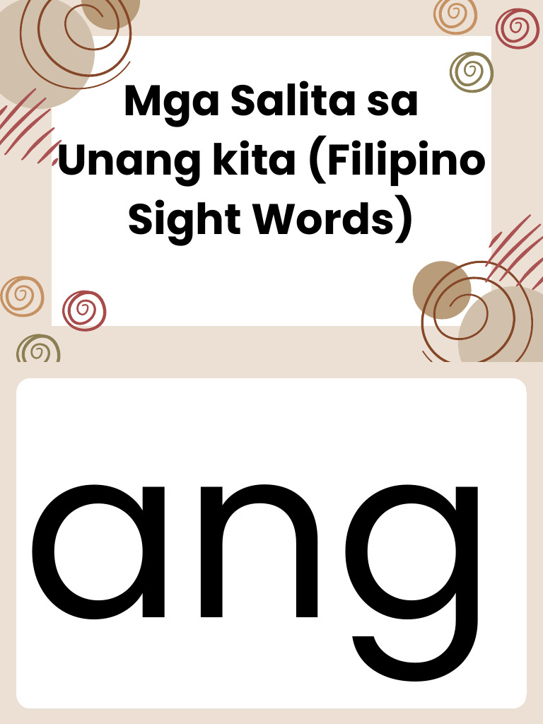 Mga Salita Sa Unang Kita (Filipino Sight Words) | PDF