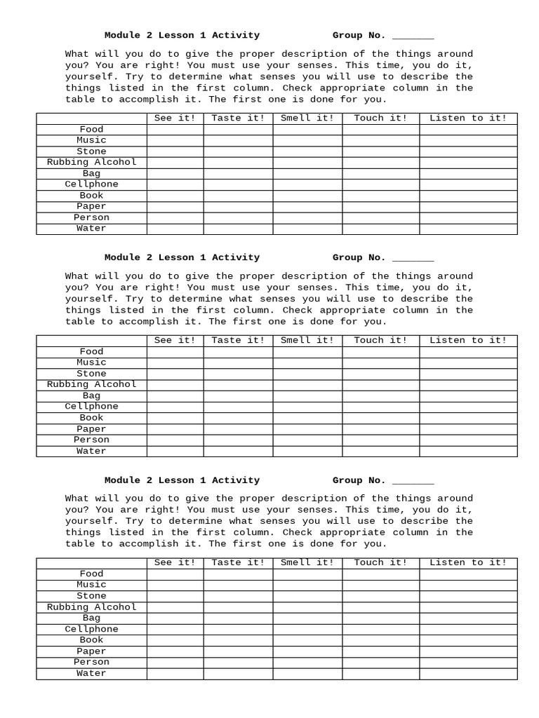 Module 2 Lesson 1 Group Activity | PDF