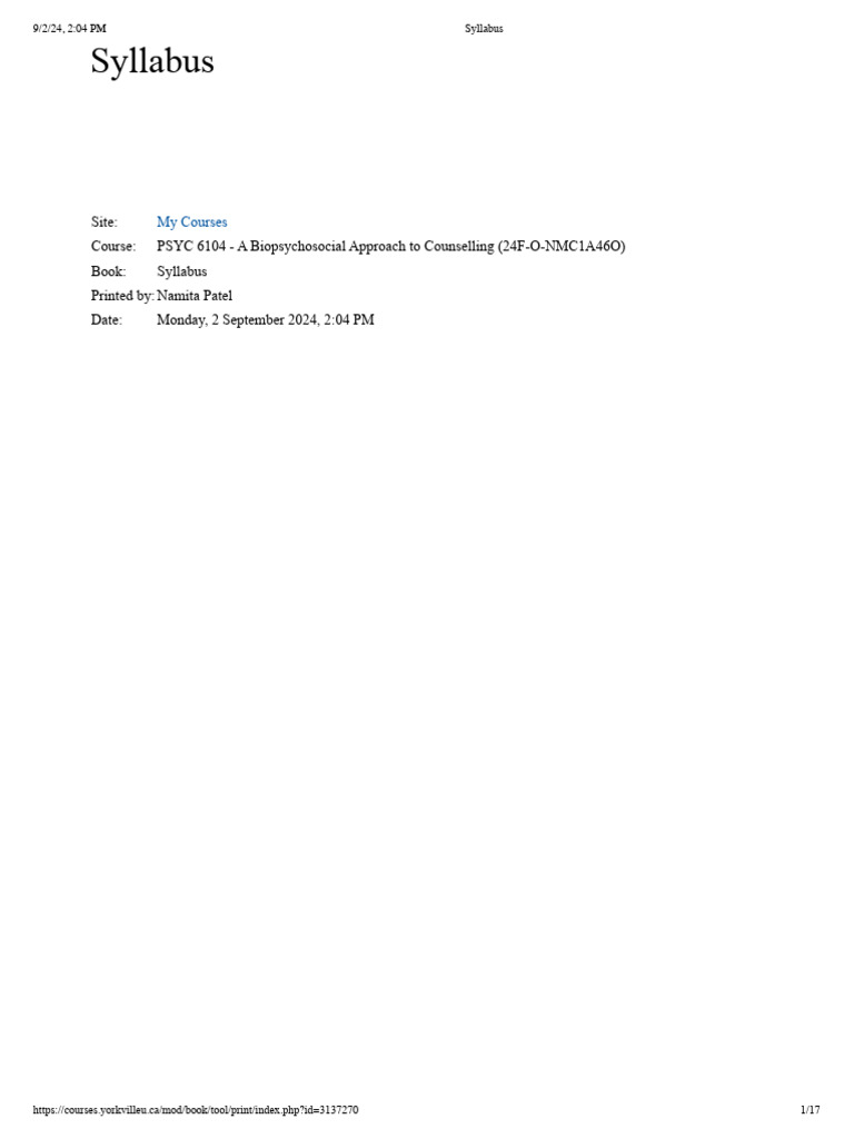 Syllabus BPS | PDF | Psychotherapy | Apa Style