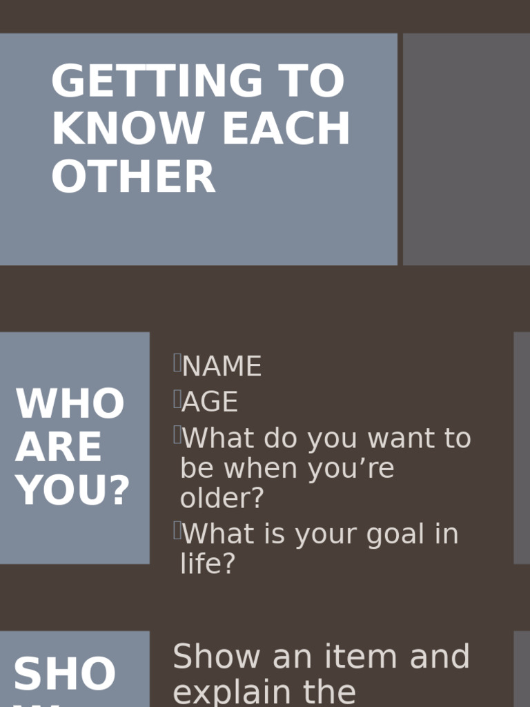 Getting To Know Each Other | PDF