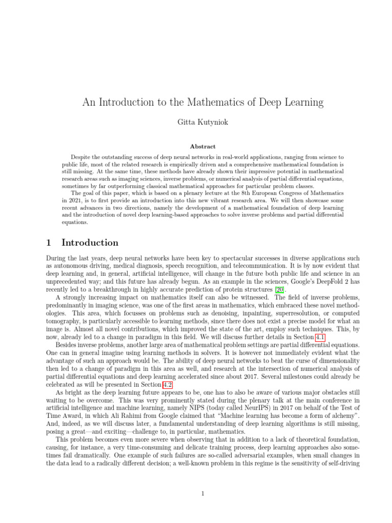 An introduction to mathematics of deep learning | PDF | Deep Learning ...
