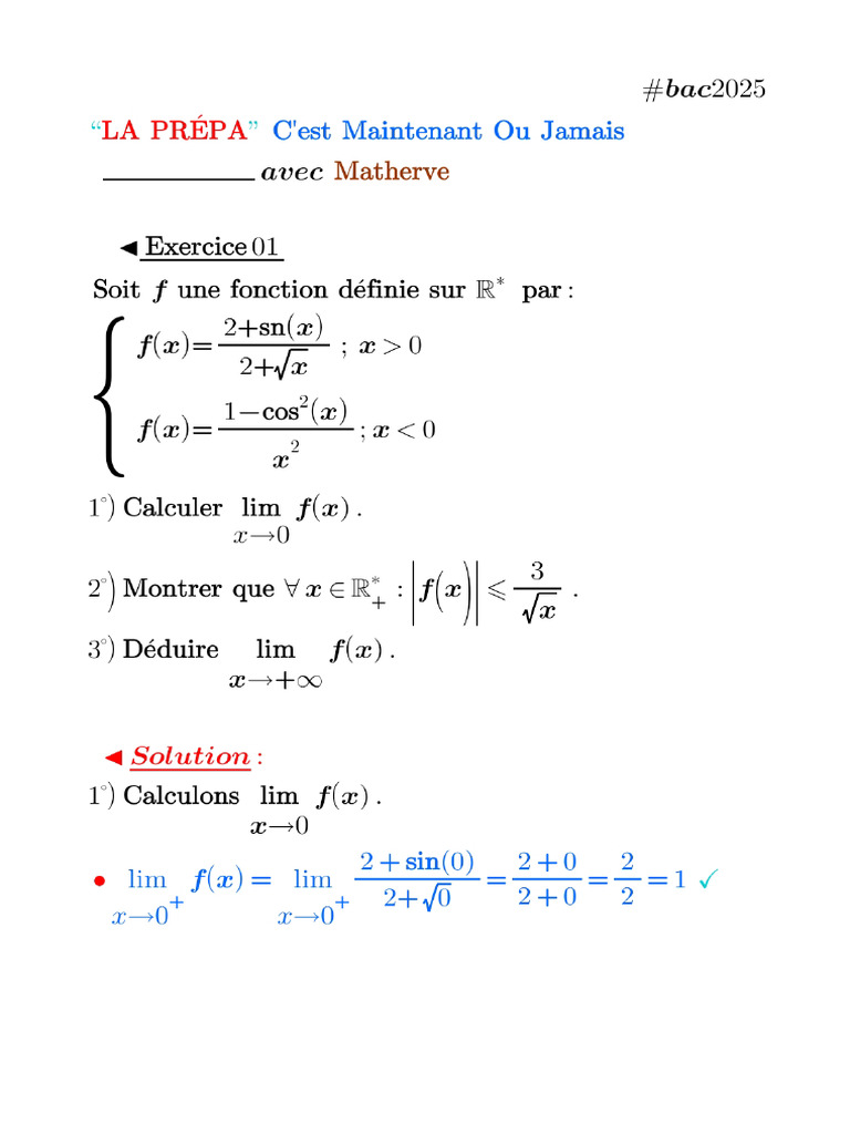 Exercice 01 Matherve | PDF