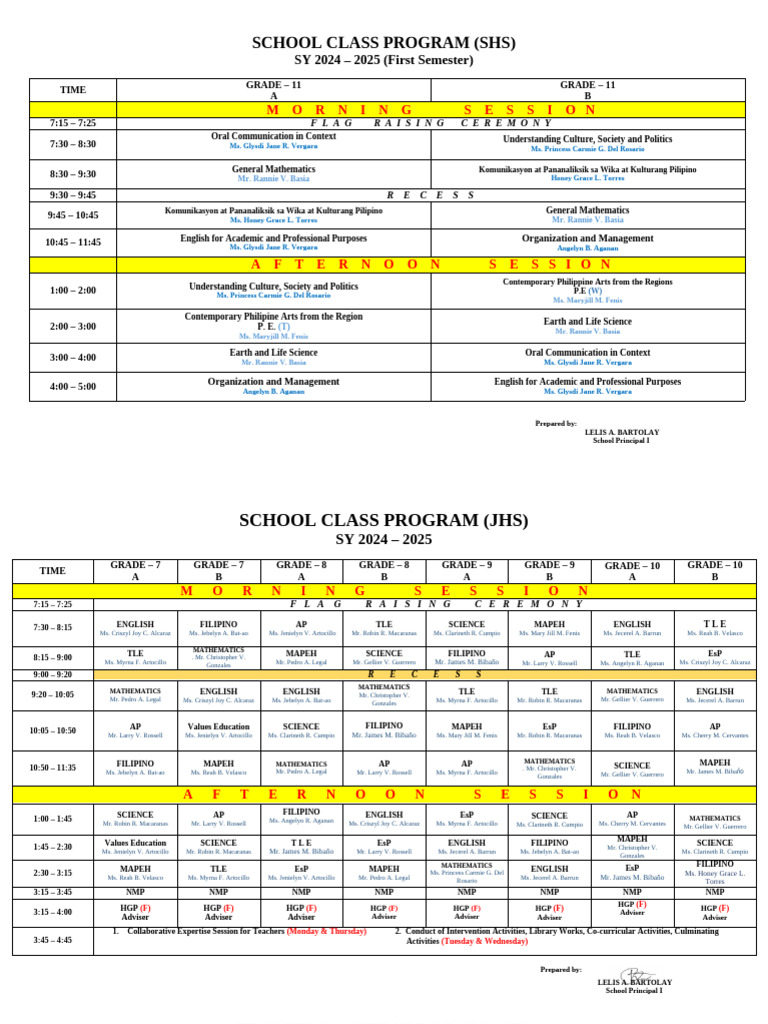 School Class Program Tagpu Nhs Sy 2024 2025 | PDF | Philippines