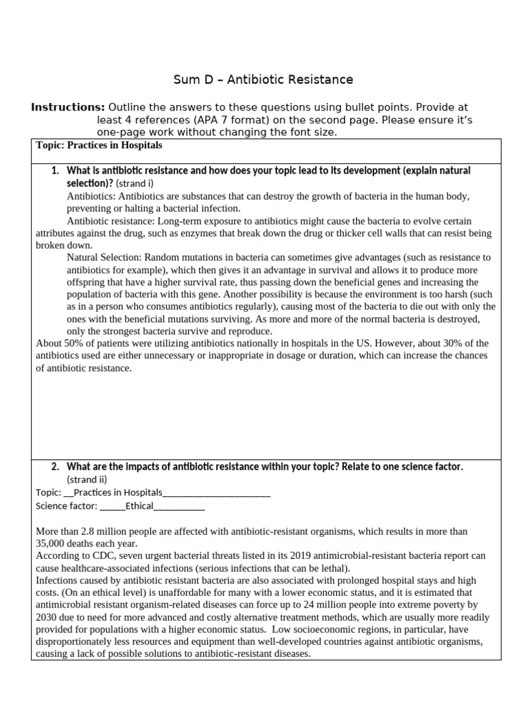 Sum D - Graphic Organizer | PDF | Antimicrobial Resistance | Bacteria