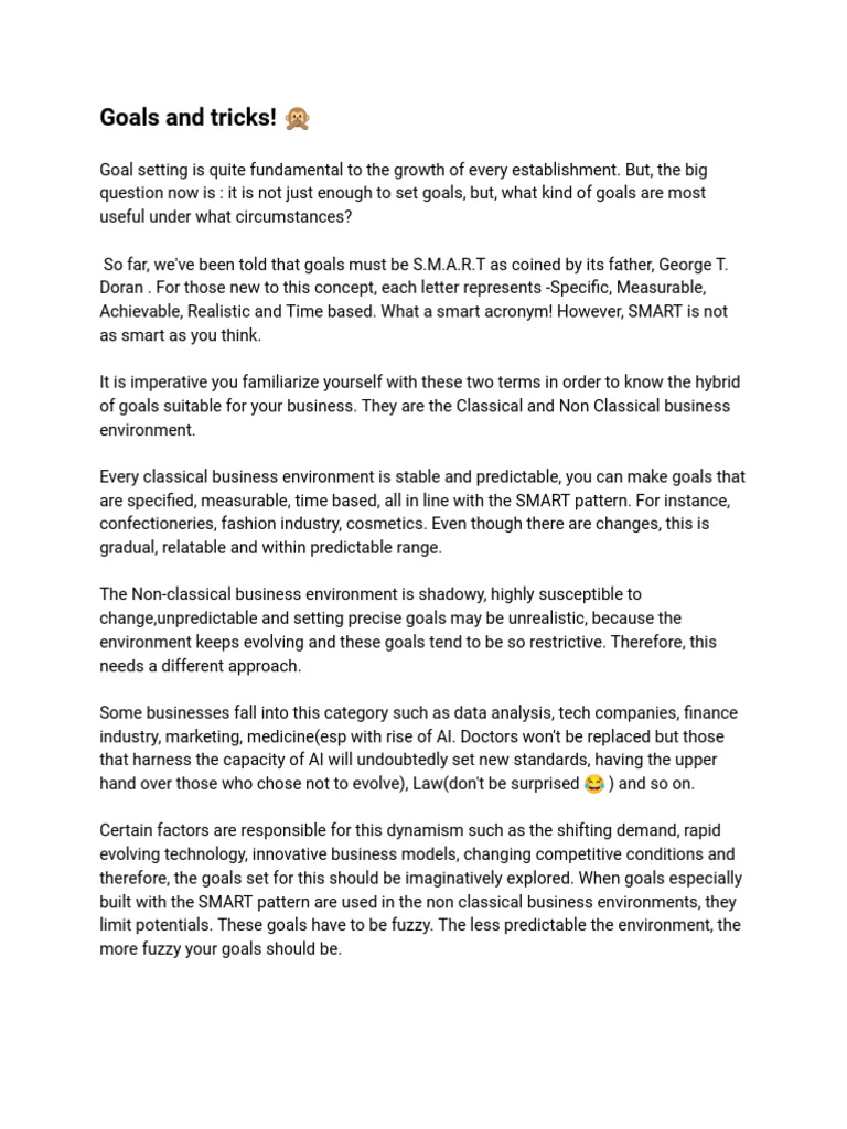 Goals and Tricks | PDF | Artificial Intelligence | Intelligence (AI) & Semantics