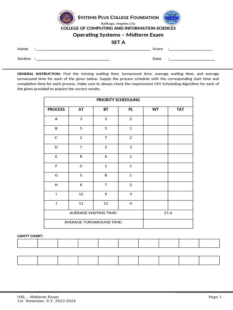 OSL MIDTERM EXAM SET A | PDF | Computing | Computer Architecture