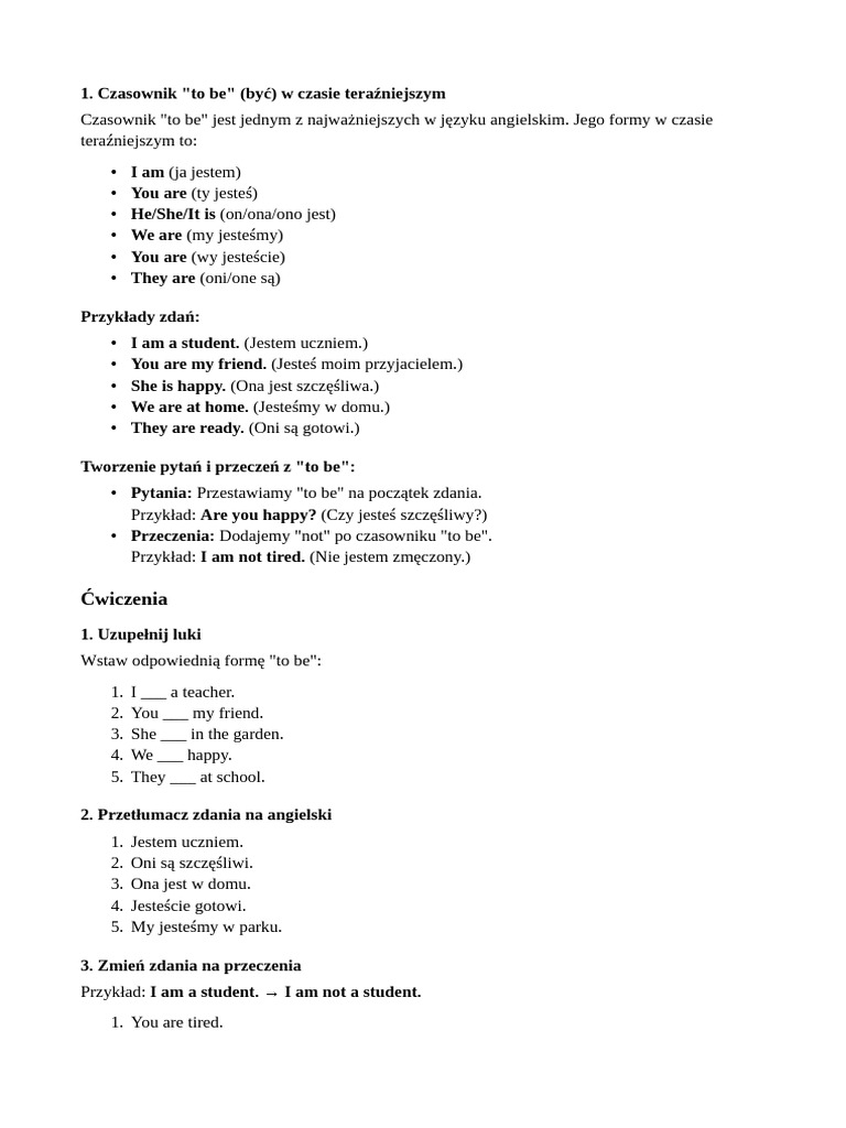 Pierwsza Lekcja Angielskiego | PDF