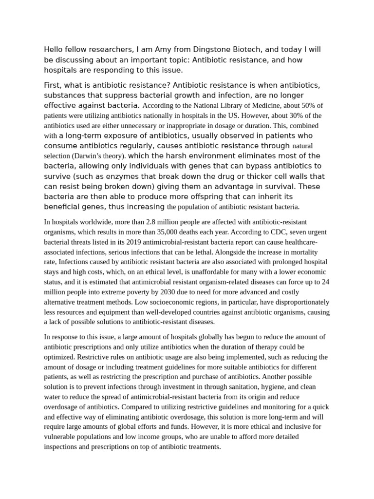 Science Draft For Speech Thingy | PDF | Antimicrobial Resistance | Infection
