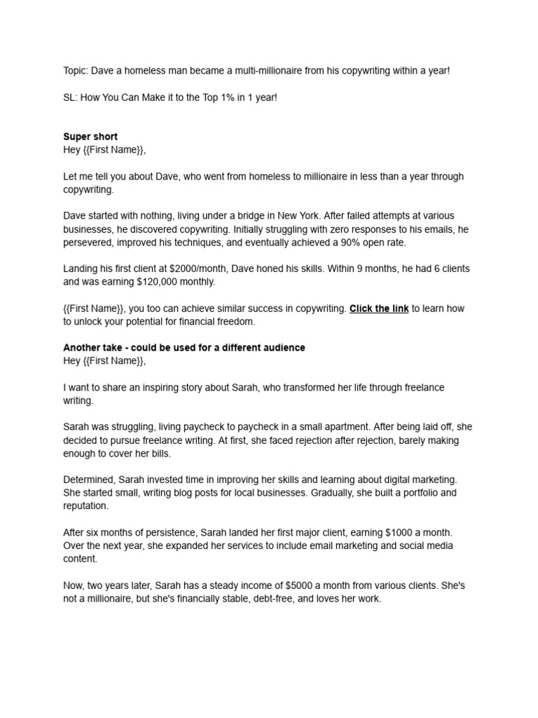 Storytelling Email Template | PDF