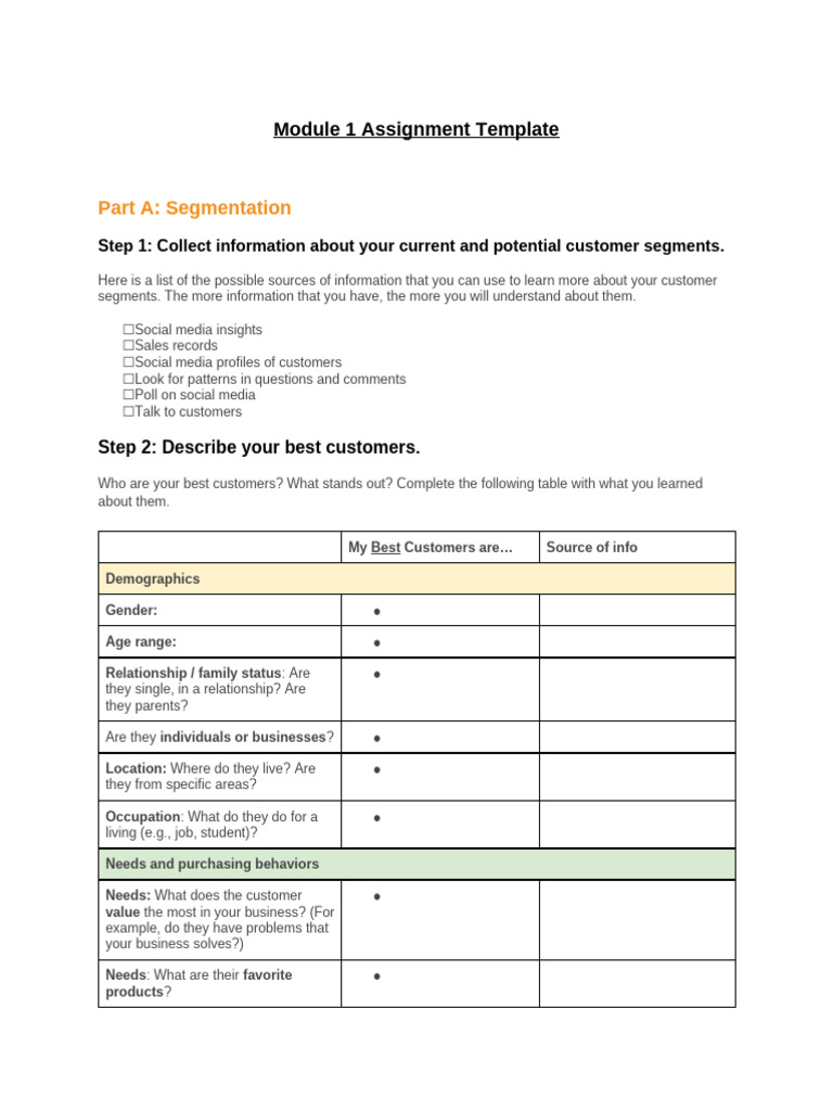 Module 1 Assignment Template | PDF | Market Segmentation | Marketing