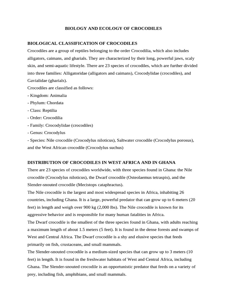 Crocodiles - Biology and Ecology | PDF | Crocodile | Predation