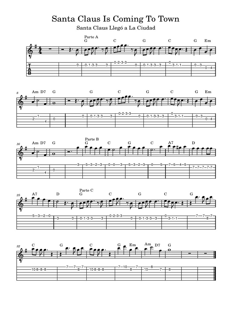 Santa Claus Is Coming To Town Lyrics | PDF