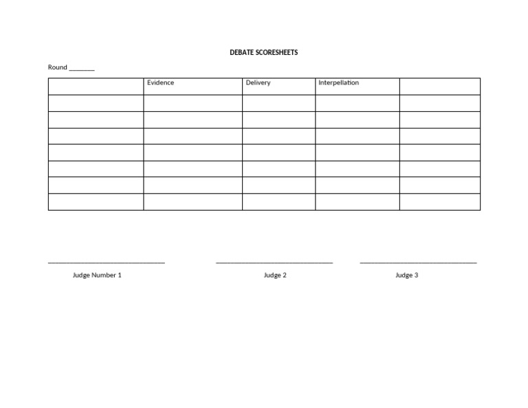 Debate Scoring Sheet Template | PDF